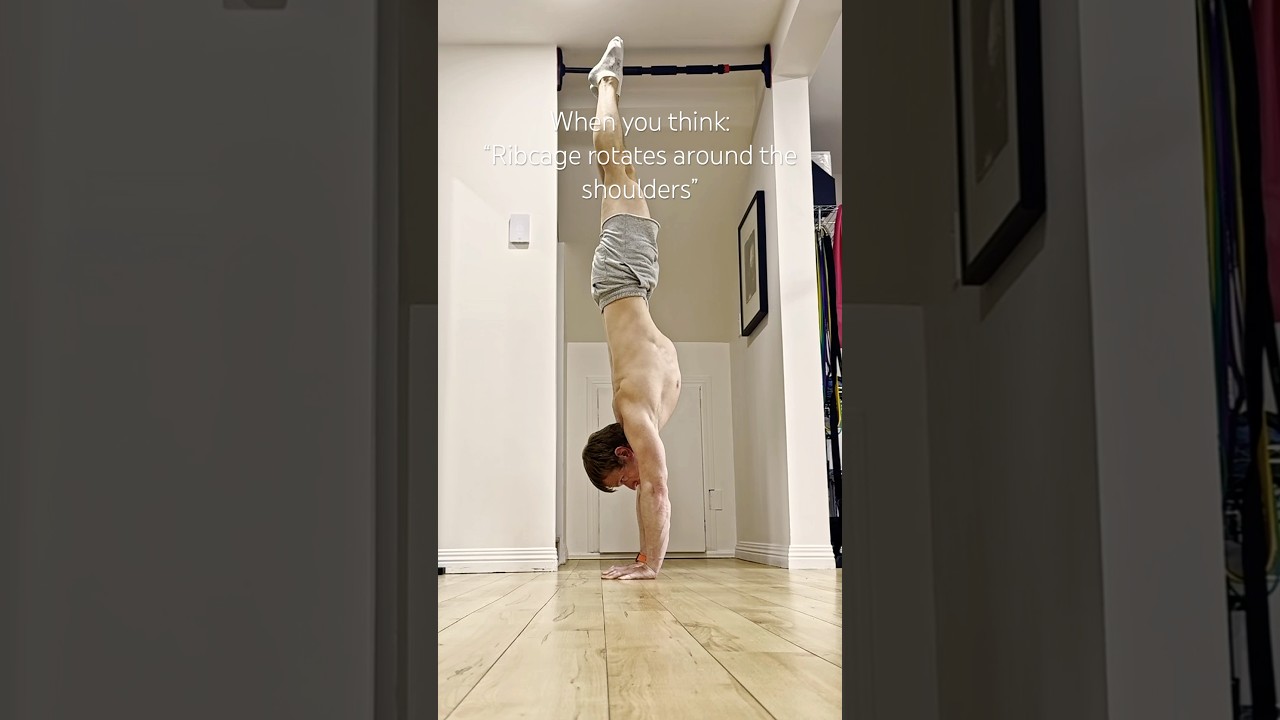 Handstand alignment: arms pressing back vs ribcage rotates around the shoulders. #handstandtraining