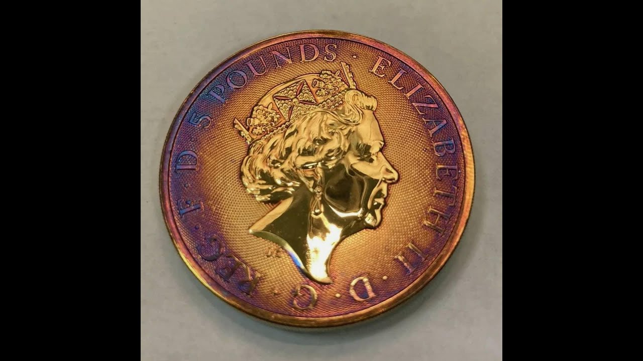 Beautifully Rainbow Toned 2oz Queens Beast Completer Coin. SILVER STACK'S PREPPER'S silver game.