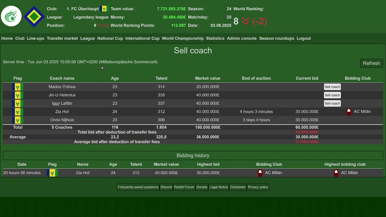 Soccer Club Manager Transfer History Update