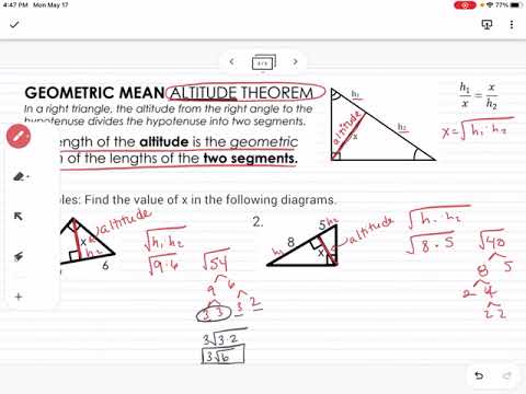 Geometric Mean / Altitude and Leg Theorem
