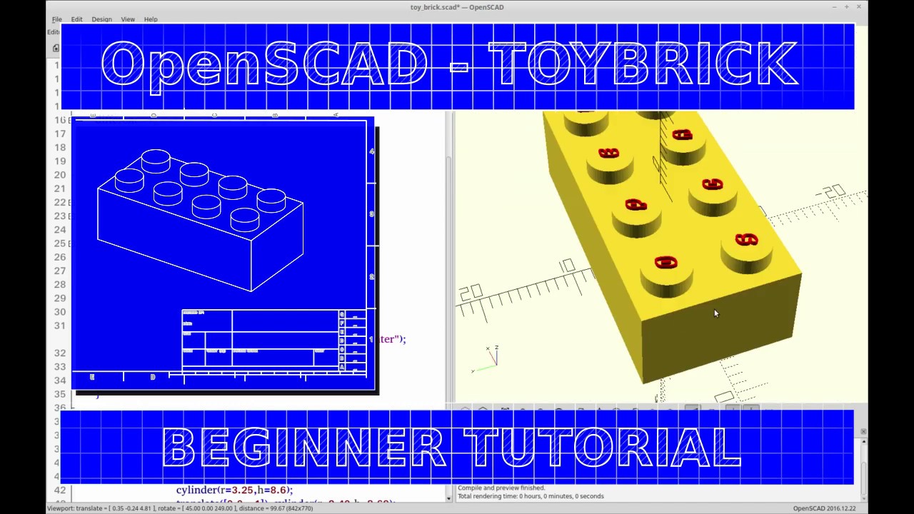 OpenSCAD Tutorial for Beginners - Model a Toy Brick