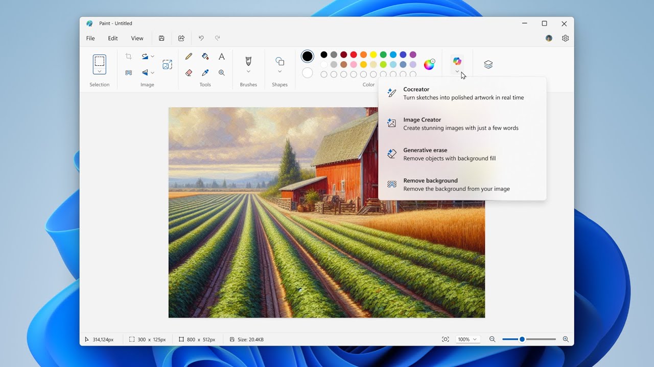 Microsoft Paint Gets a New Copilot Menu (Copilot+ PCs only)