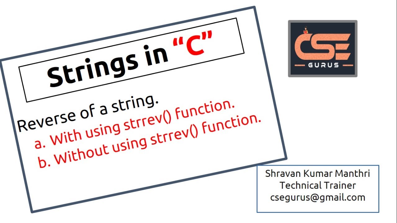 7. String reverse without strrev() function