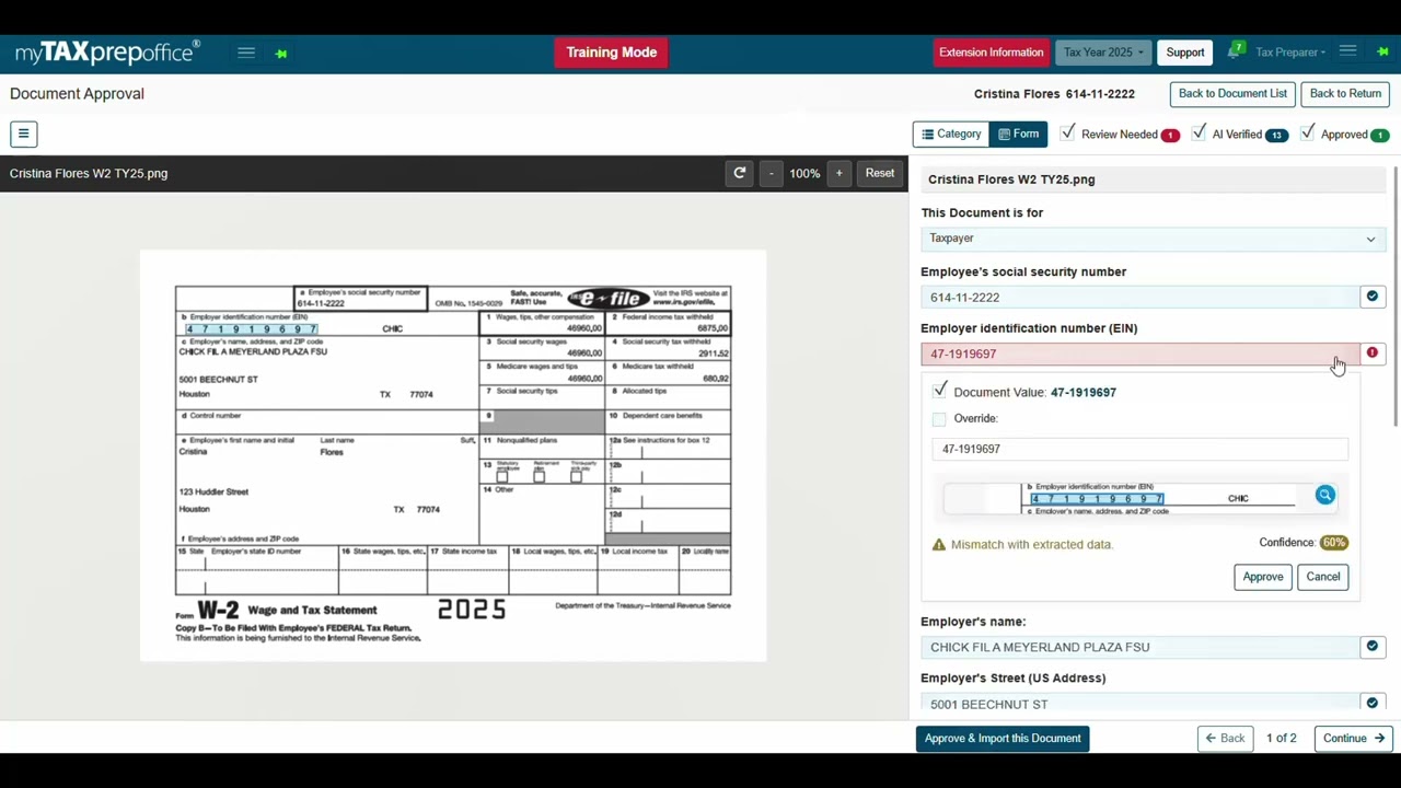 Importing Data into a Tax Return Using My AI Assistant