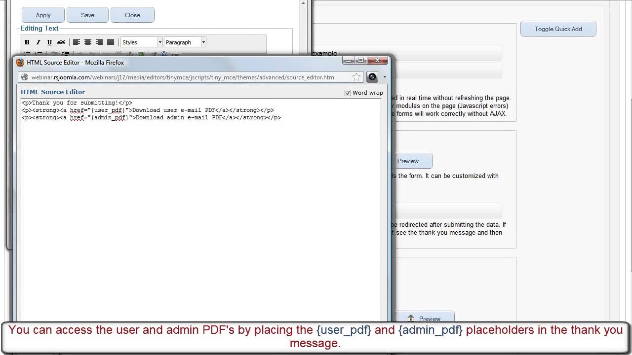 RSForm!Pro PDF plugin