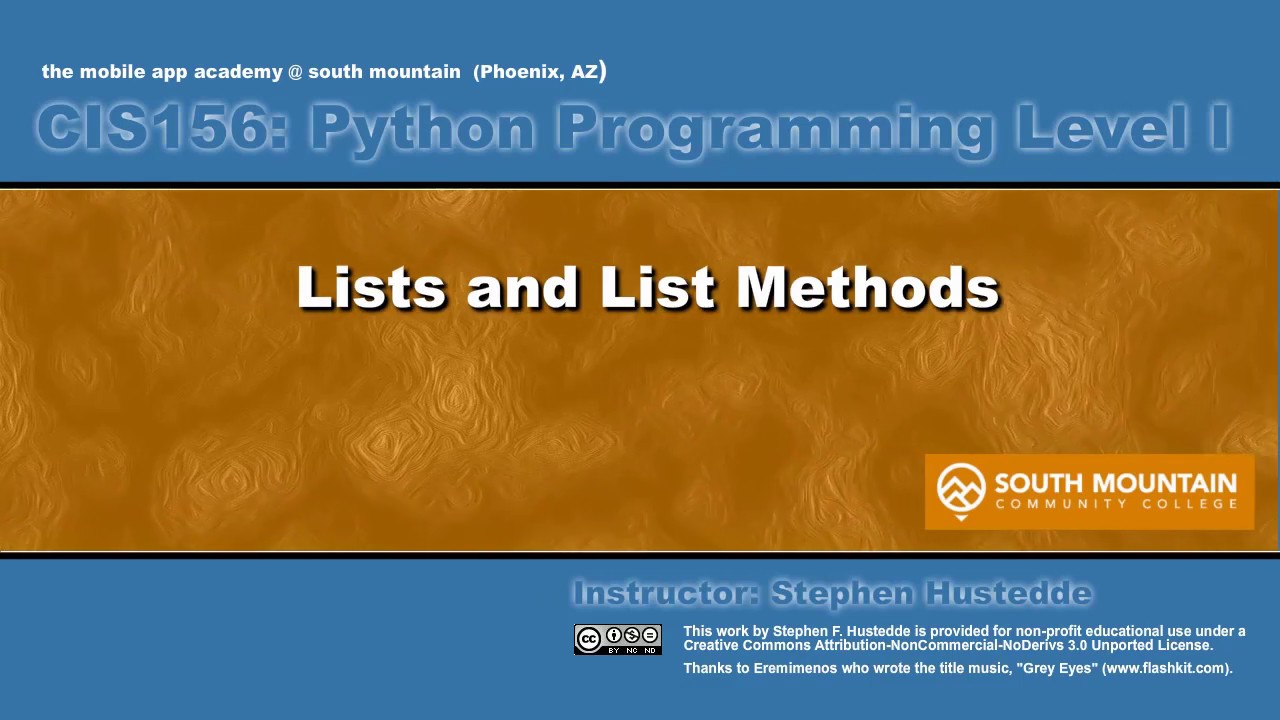 Python 06A   Lists and List Methods