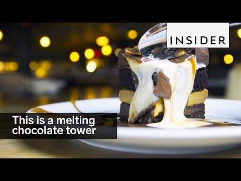 This is a melting chocolate tower