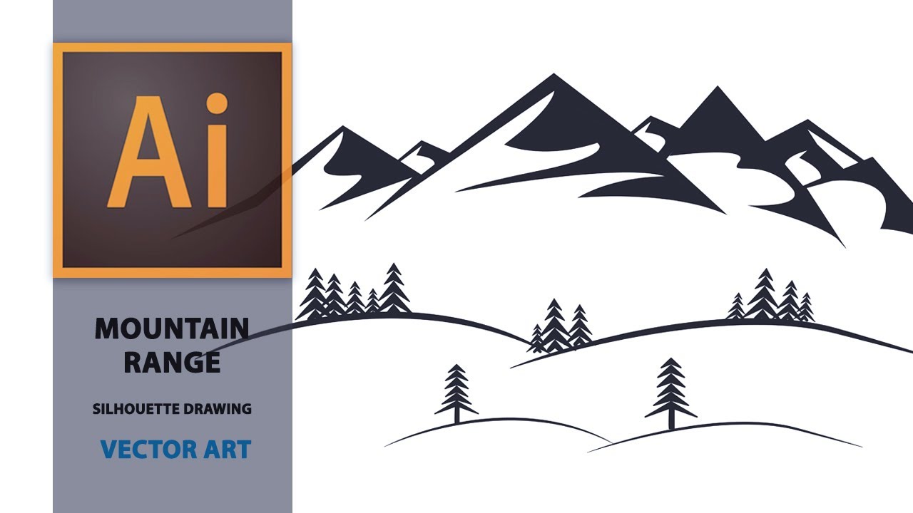 Silhouette  Mountain Range Drawing in Adobe Illustrator