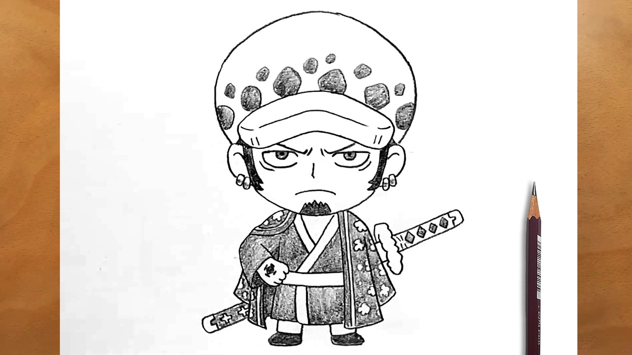 Step-by-Step Chibi Trafalgar Law | Easy Anime Pencil Art