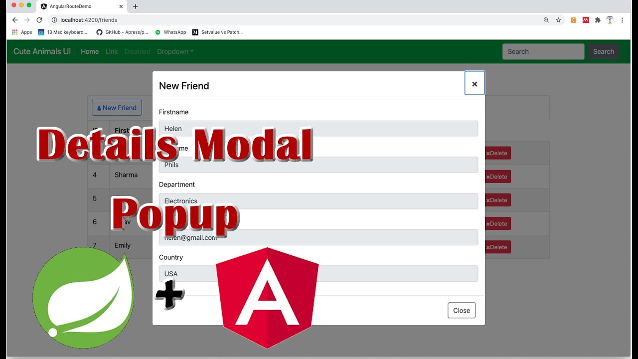 How to Display Details Modal Popup of Selected Record in Angular