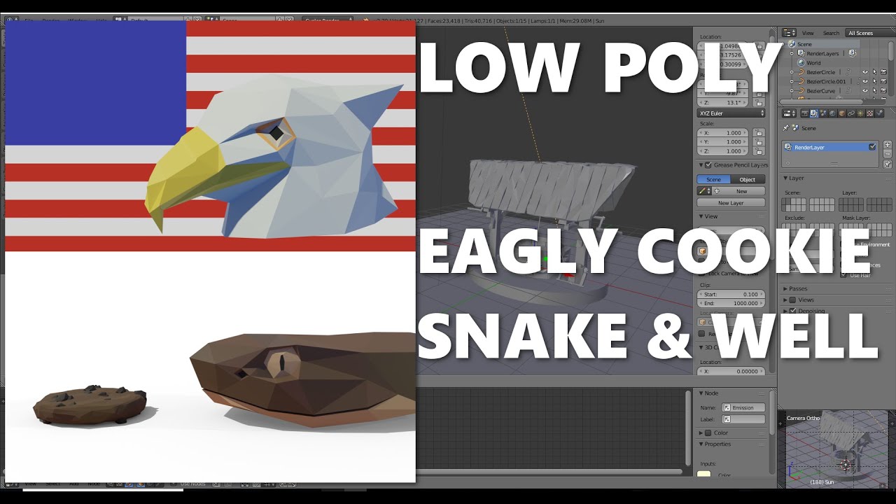 Random Blender 3D Modeling || Birbs Snakes Cookies and Wells