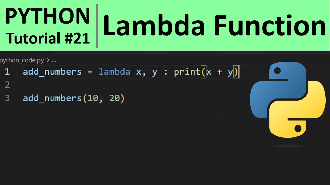 Python Tutorial #21 - Anonymous or Lambda Function in Python Programming