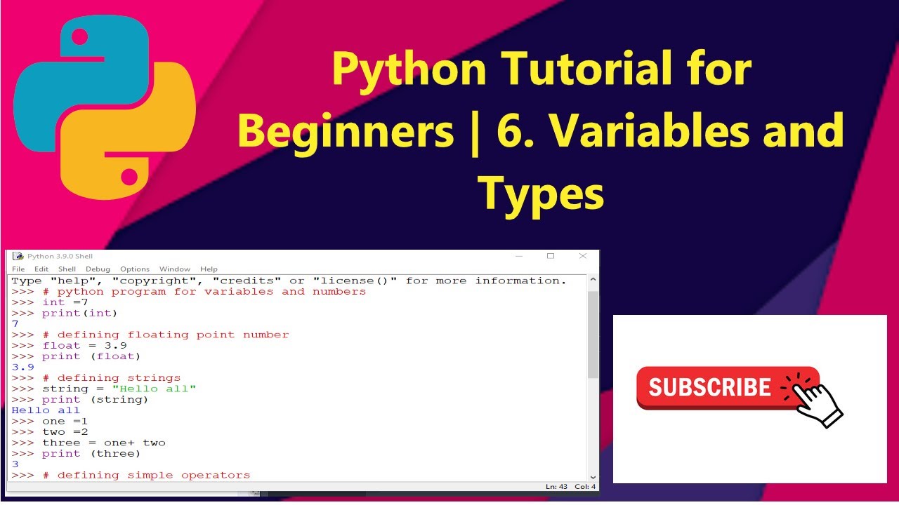Variables and Data Types in Python | 6. Python Beginners Tutorial
