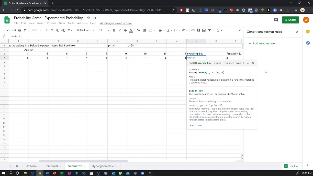MDM4U - Google Sheets and Geometric Distributions