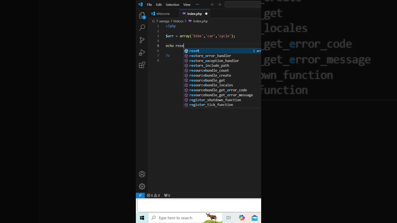 reset() function in php #shorts #coding #development #php