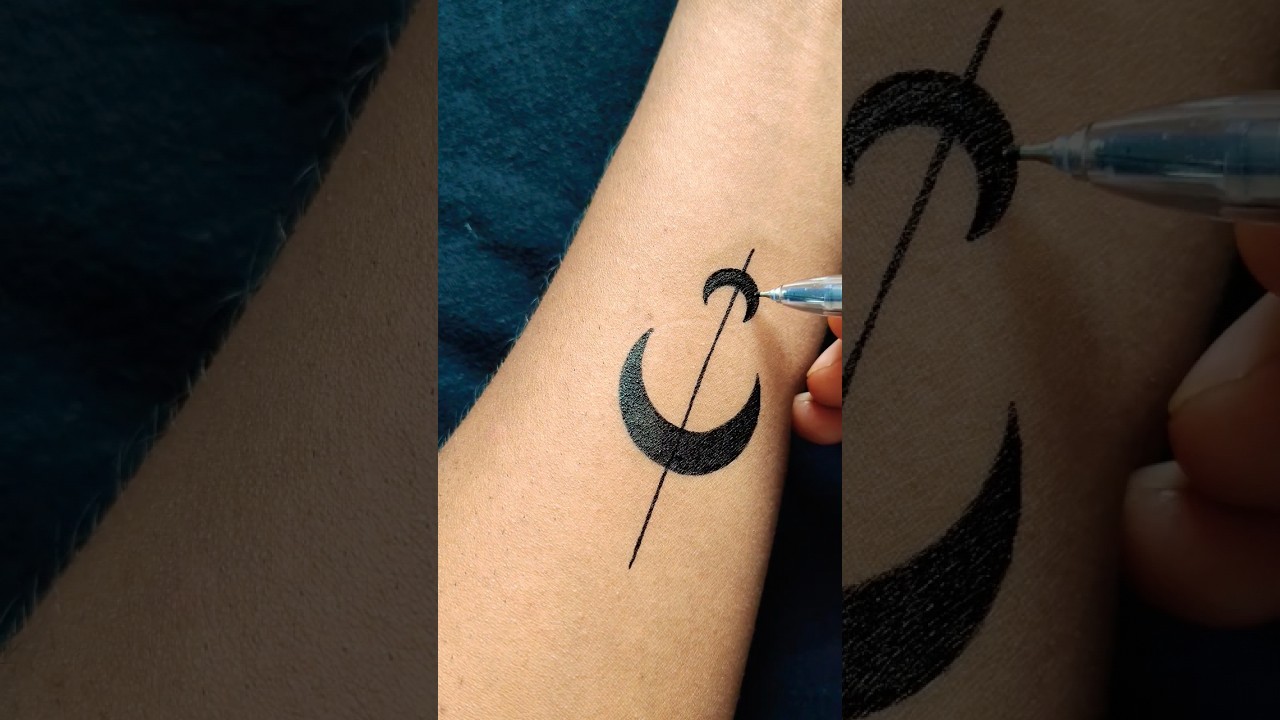 Sword ⚔️ Moon 🌙 very easy and beautiful tattoo idea...........#tattoo #art #drawing #asmr  #mehndi