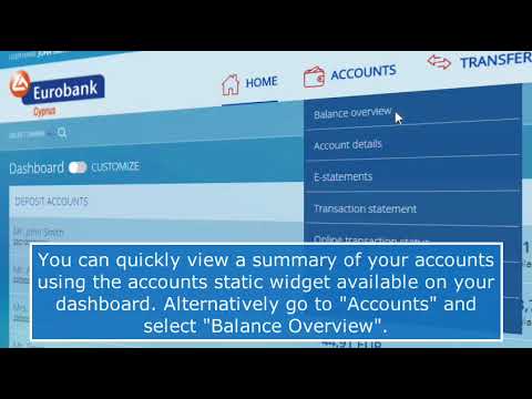 How to see an overview of your balances - Eurobank Cyprus E-Banking platform