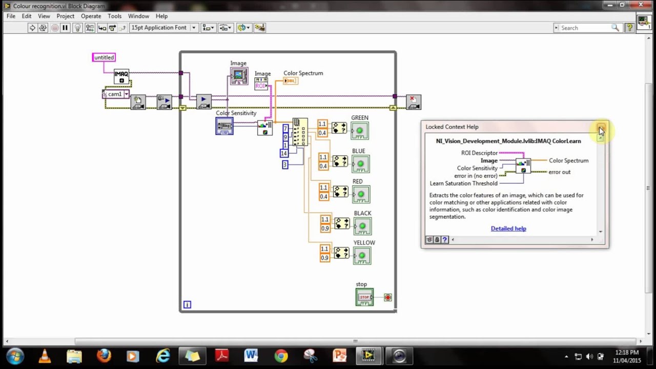 Colour Recognition VI using LabVIEW IMAQdx