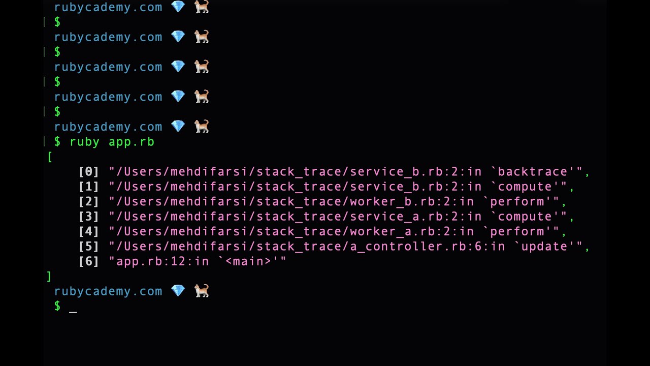 Ruby&Rails Tricks #005: 3 ways to display the current stack trace