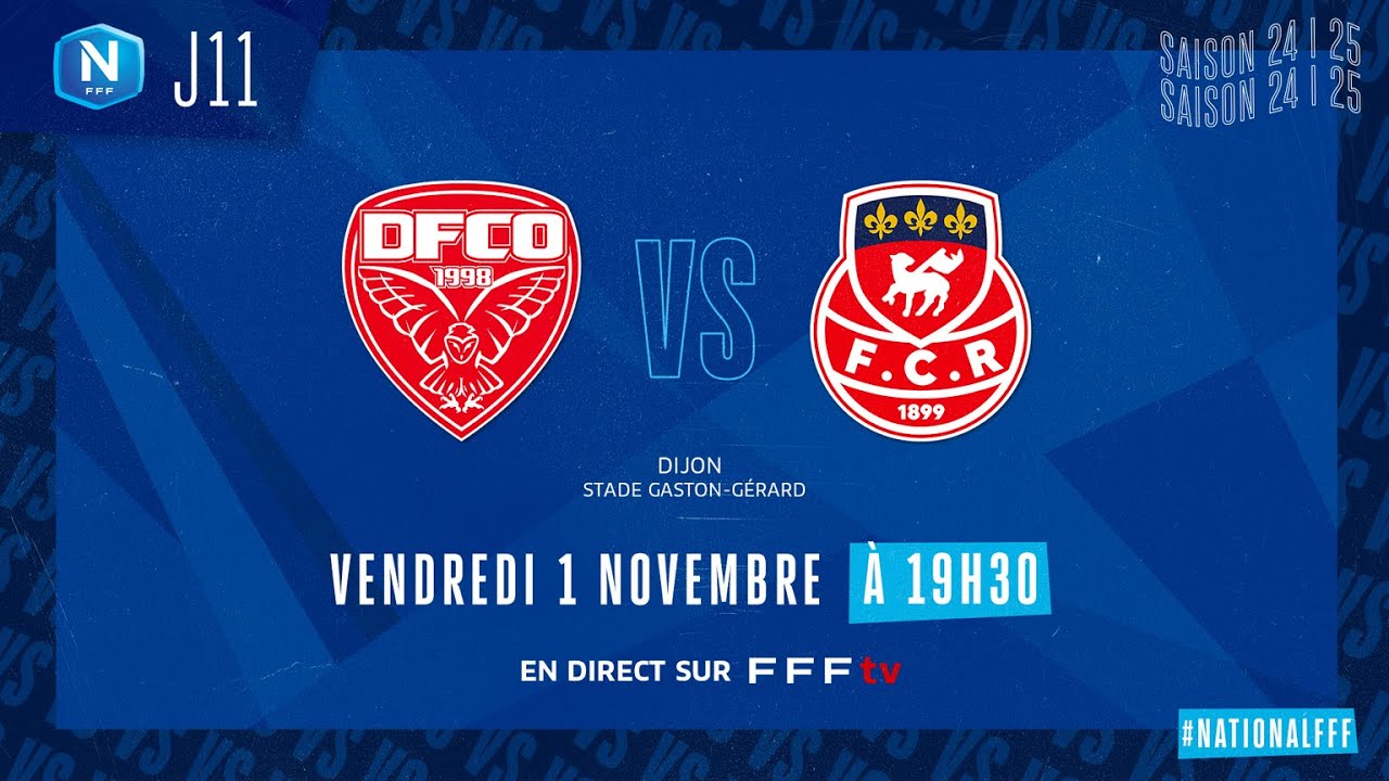 Dijon FCO - FC Rouen 1-0 | National 1er novmbre 2024 | Feuille de match