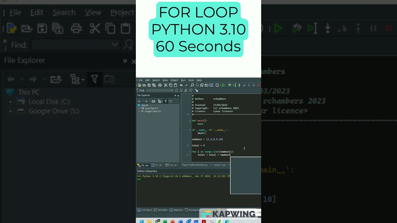 For Loop / Python 3.10 - Iteration in 60 Seconds #shorts