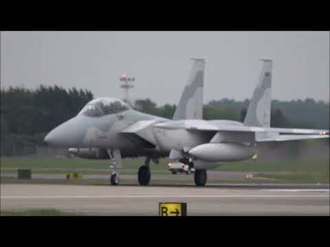 RETRO 61 flt & GOLD 11, 6x Qatar F-15QA's & KC-135R arrive at RAF Mildenhall, 9th May 2022.