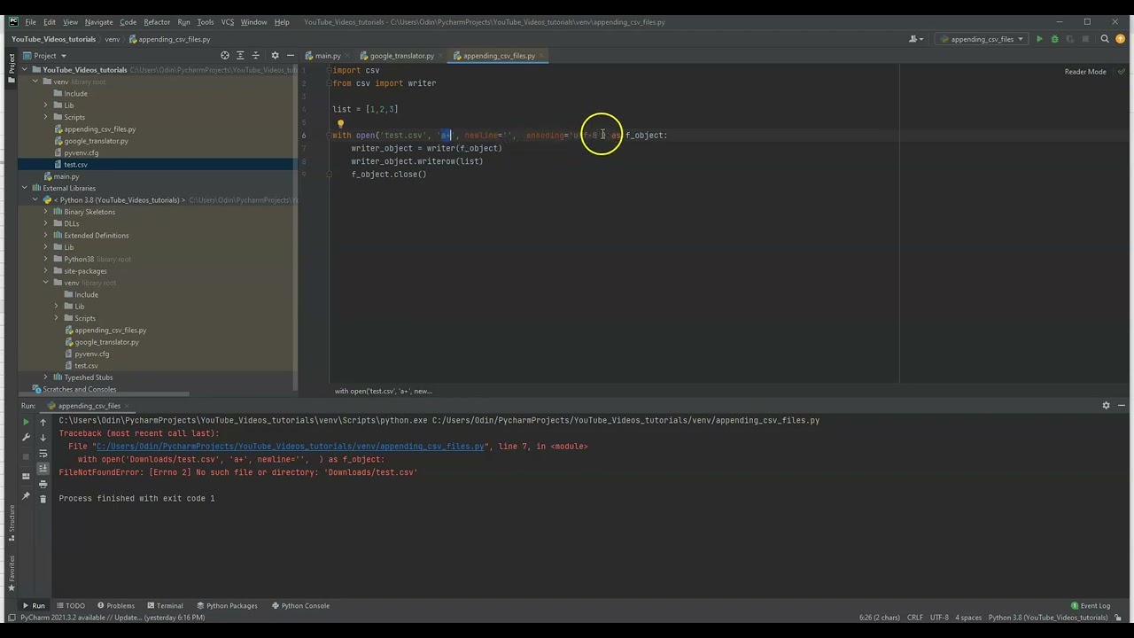 Append a CSV with Python