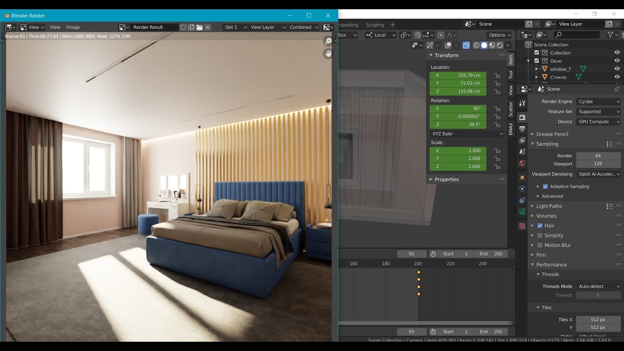 Cycles Optix denoize 64sp 27s m