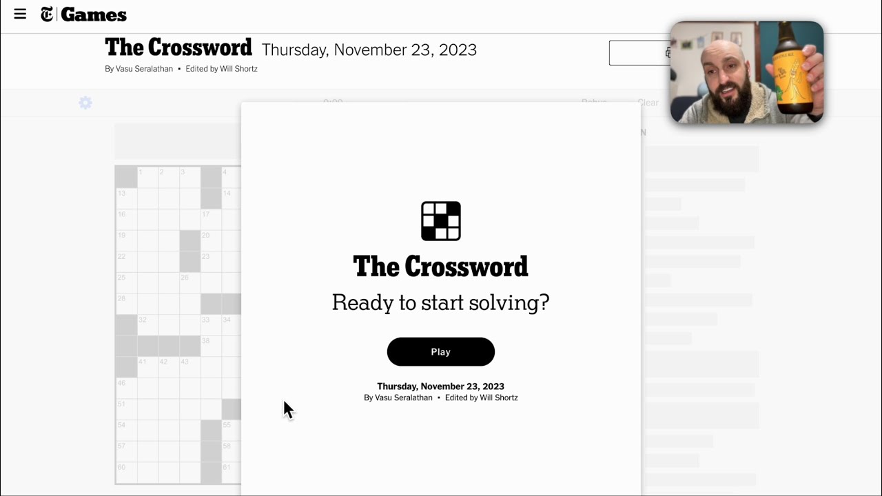 A puzzling New York Times Crossword! Thursday, November 23, 2023
