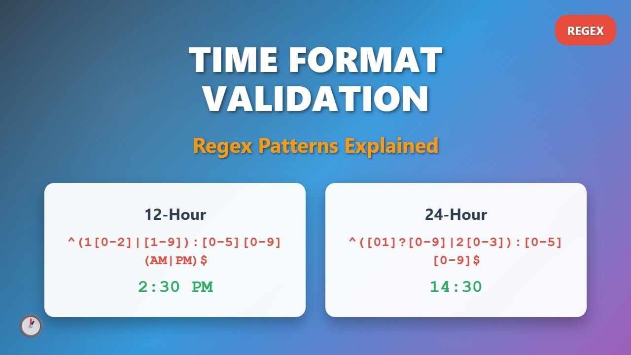 ⏰ Time Format Validation with Regex: 12-Hour & 24-Hour Patterns Explained!