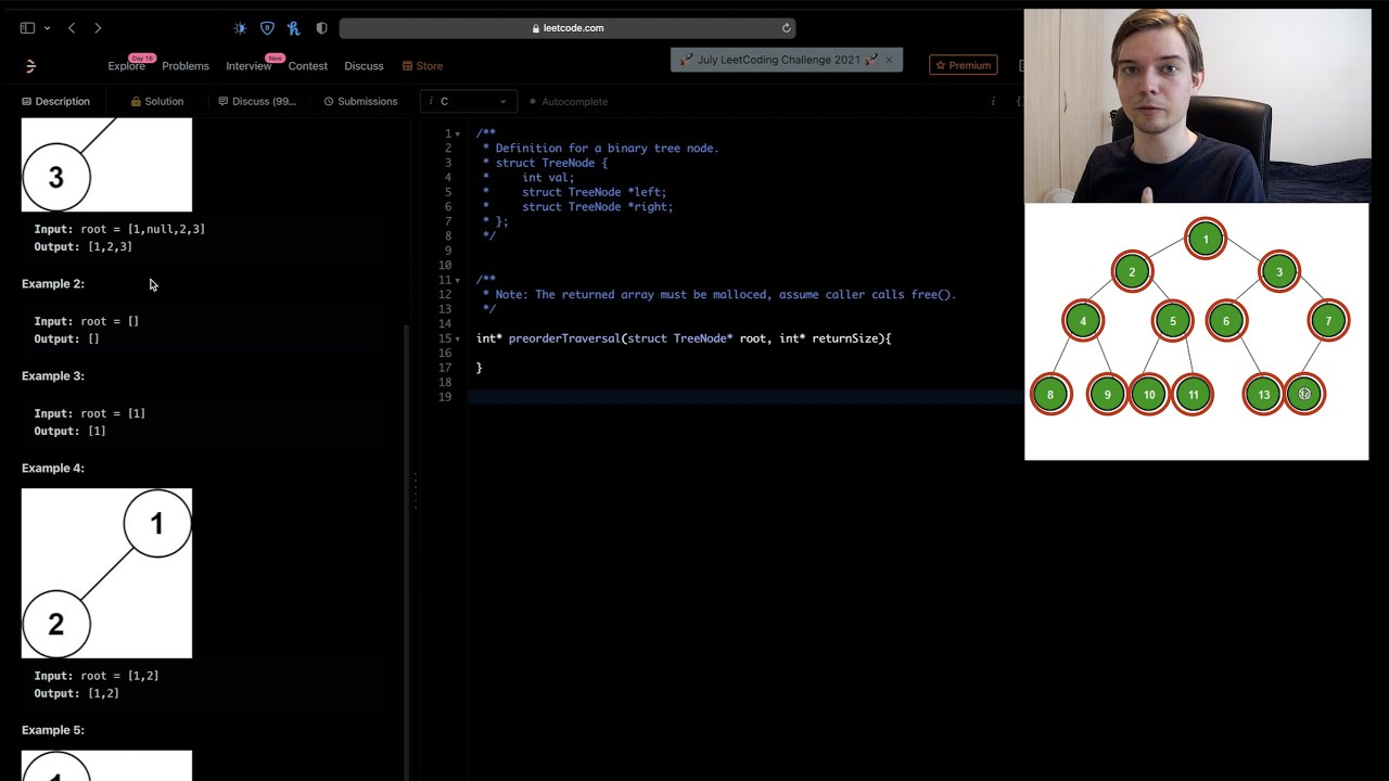 Algorithm Exercise 1: Preorder Traversal of Binary Tree