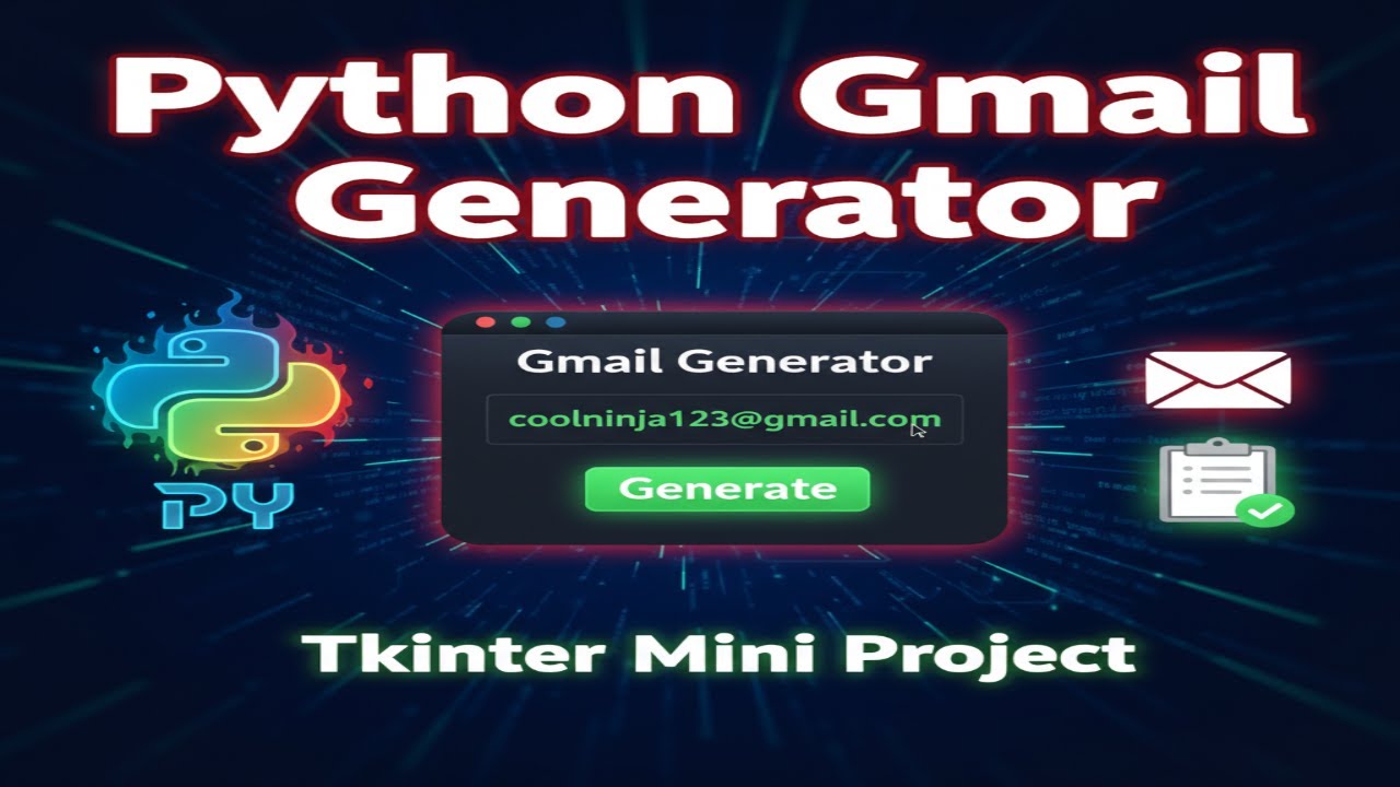 Python Mini Project – Random Email Generator App | Tkinter GUI