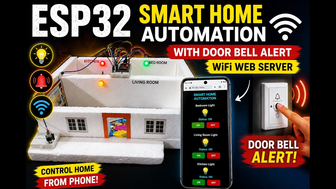 SP32 Smart Home Automation with Doorbell Alert | Wi-Fi Web Server