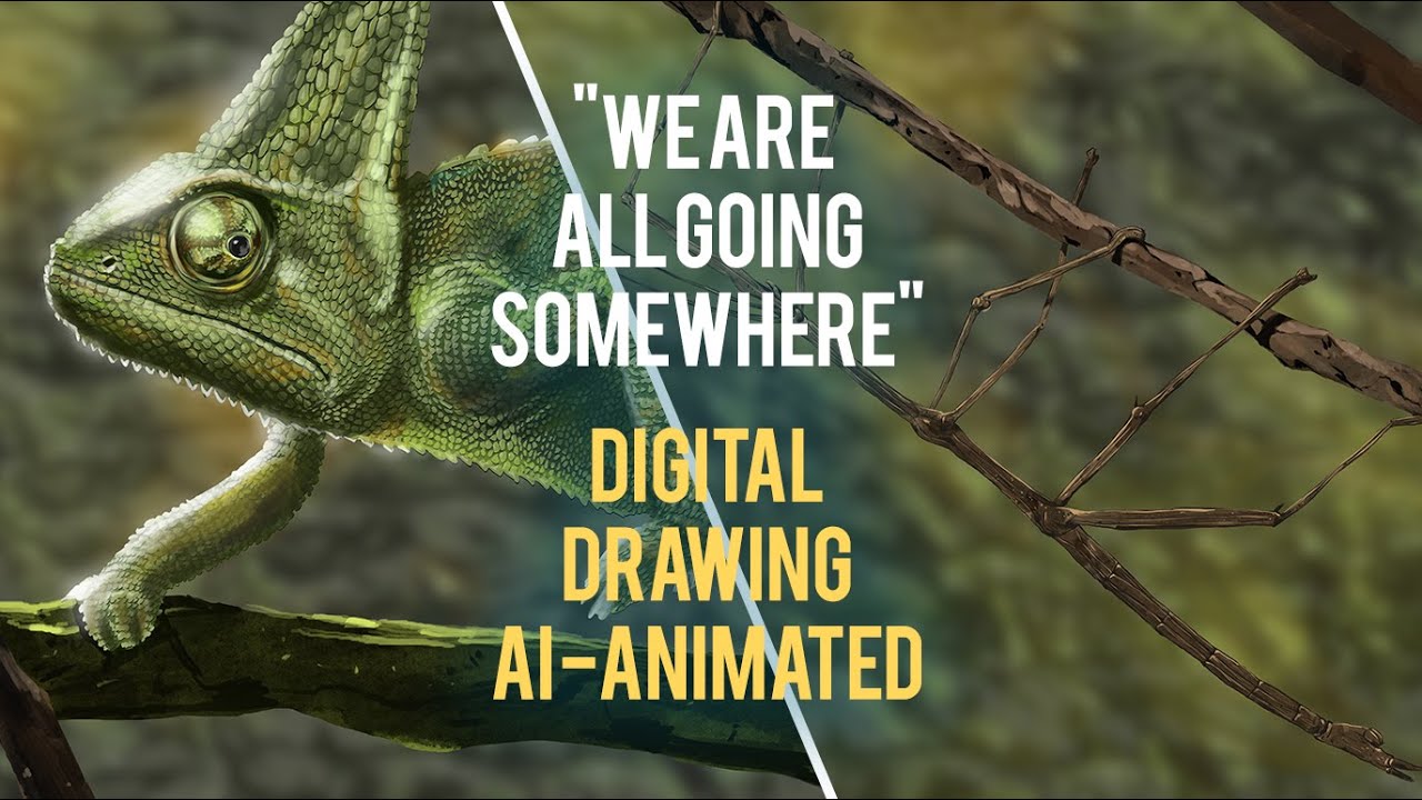 Held Breath – Chameleon and Stick Insect | AI Animated Digital Artwork