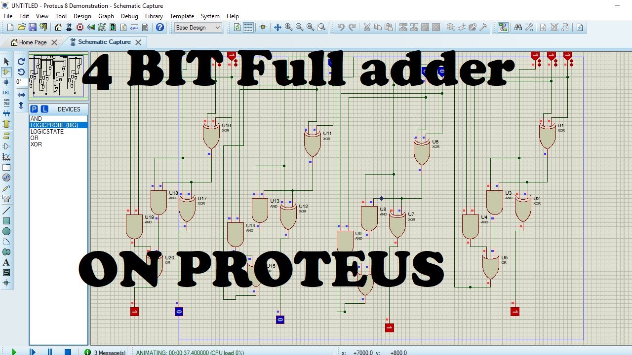 5.HOW TO SIMULATE 4 BIT FULL ADDER ON PROTEUS.