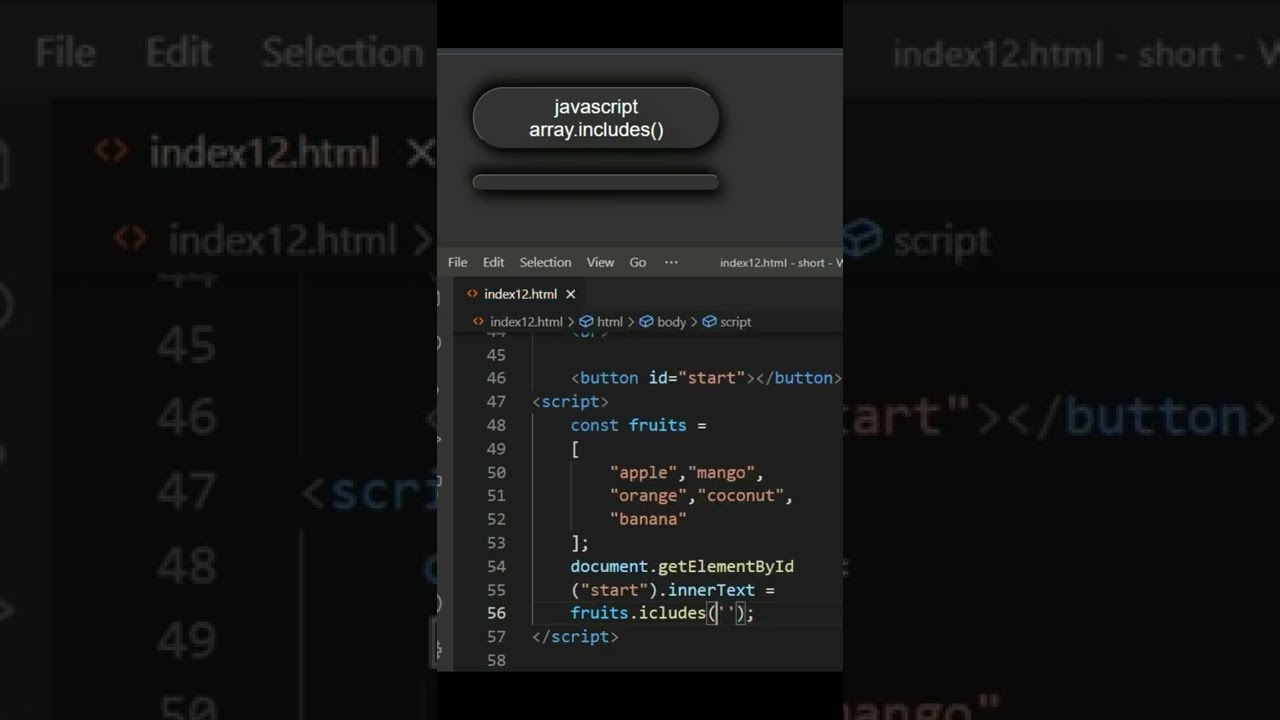 #3 JavaScript array includes() #shorts #html #javascript
