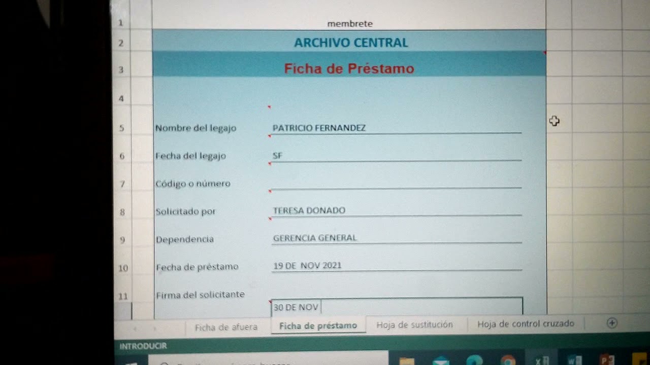 Ficha de préstamo