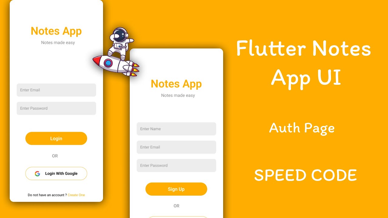 Flutter Notes App | Auth Page | Speed Code