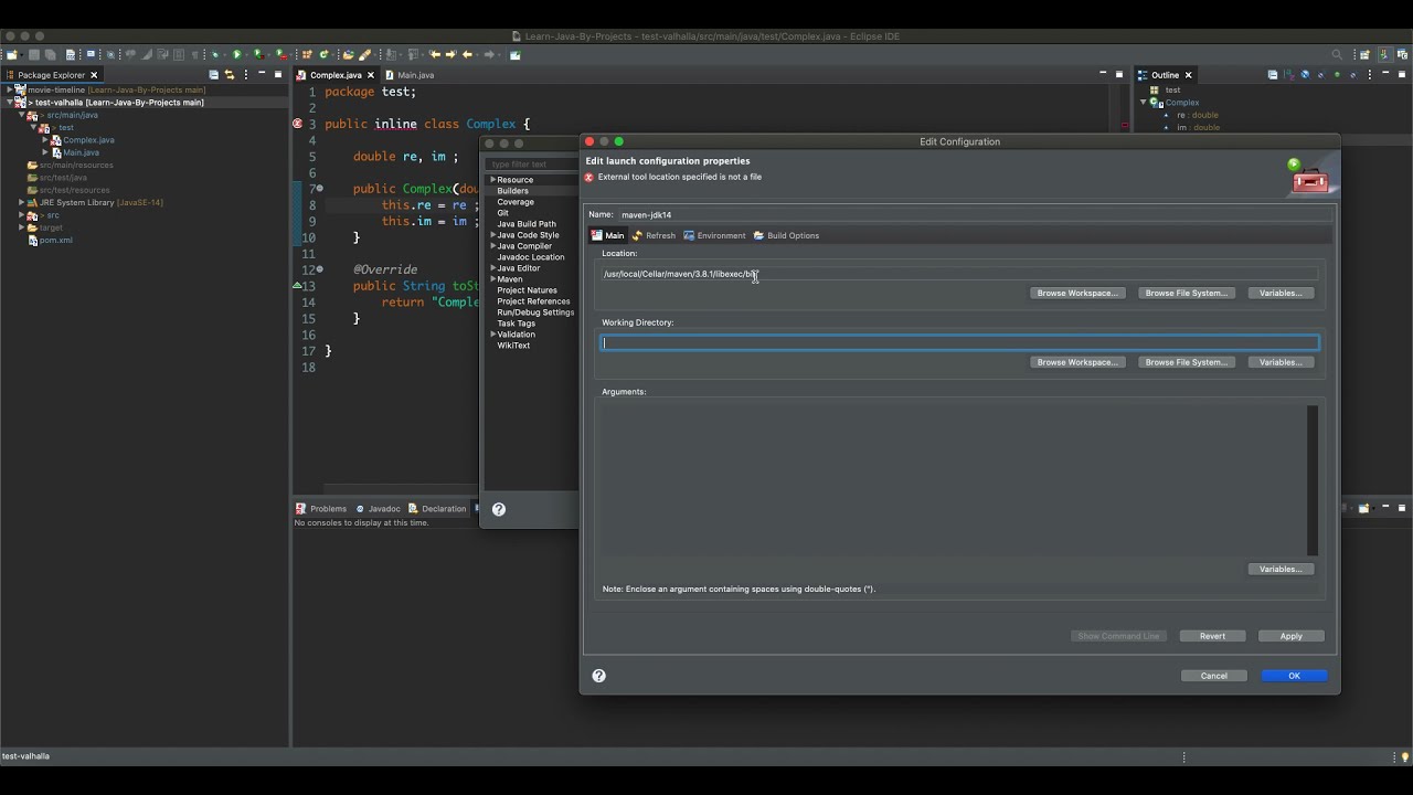 How to Setup Custom Build Tools in Eclipse IDE: Testing Inline Classes from Project Valhalla (jdk14)