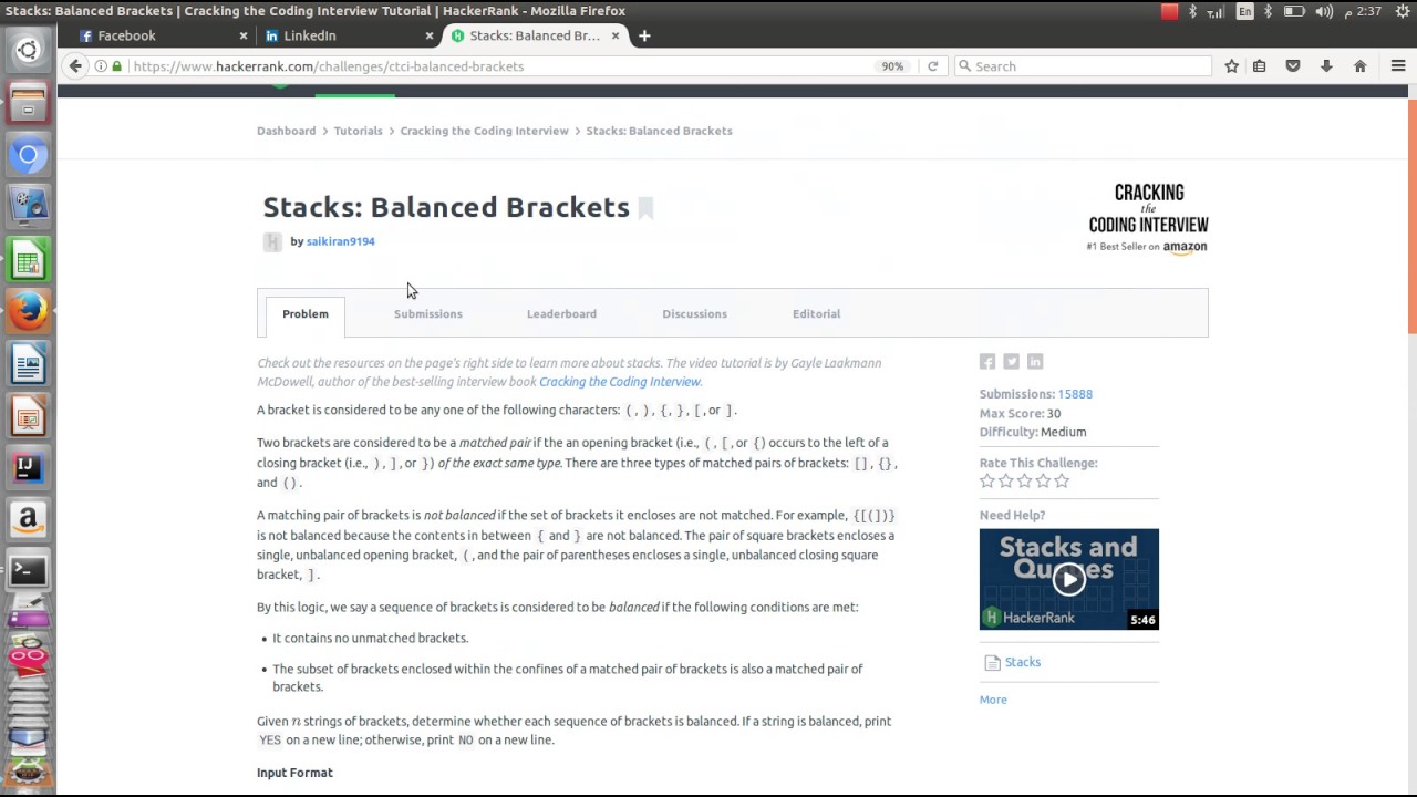 Stacks Balanced brackets java tutorial