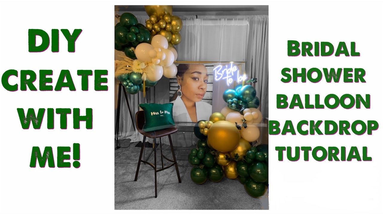 How to: BRIDAL SHOWER Backdrop BALLOON GARLAND tutorial/with gold frame. #tutorial #decor #diy #fyp