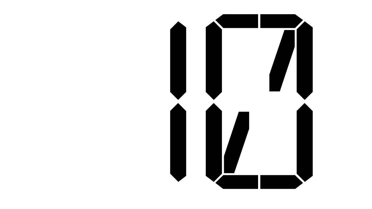 10 Second Countdown Timer | Black Digital Clock on White Background