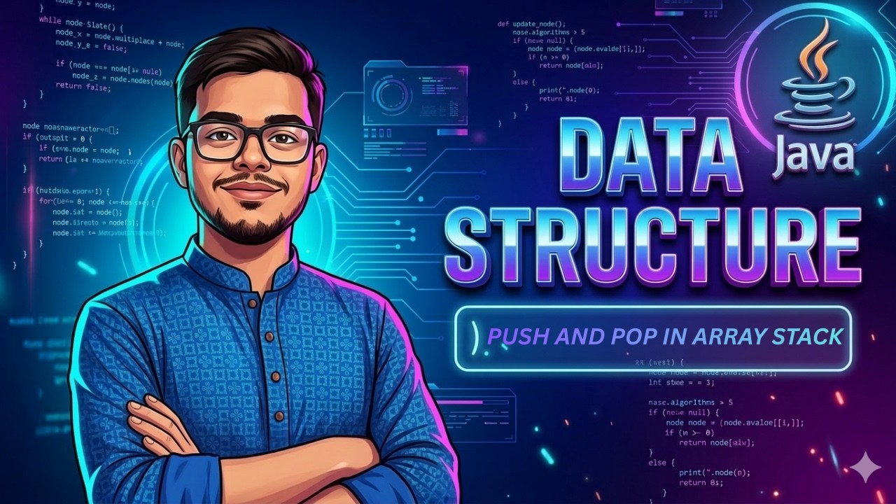 4.2 Array Represented Push & Pop Operation on Stack | Java | Bangla