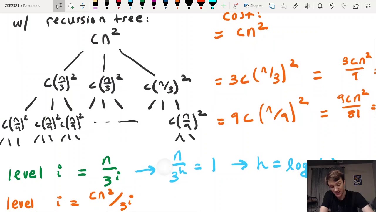 Worked recursion tree example 2