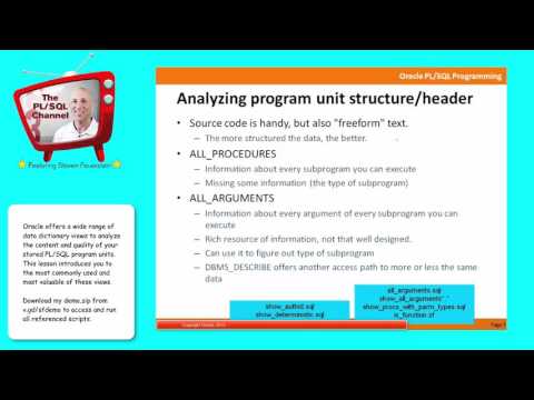 MNG5: Analyzing PL/SQL Code Using Data Dictionary Views (PL/SQL Channel)