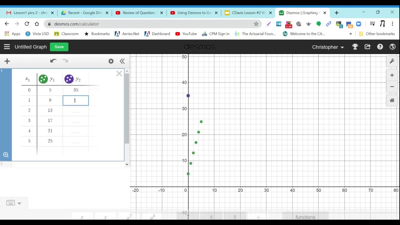 Desmos: Creating a data Table