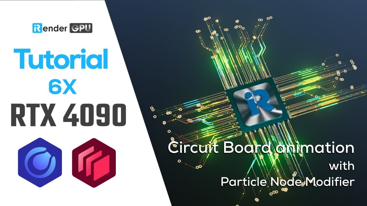Circuit board animation with Scene Node C4D | Tutorial | iRender Render Farm