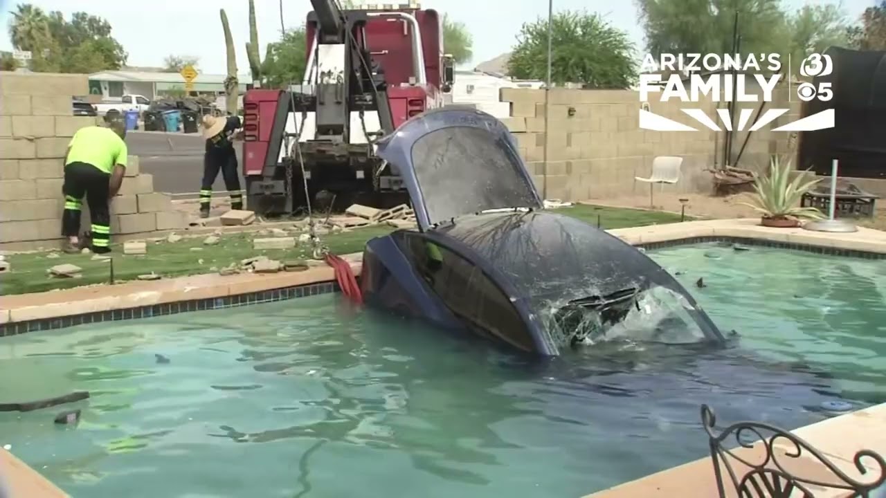 Tesla Goes Through a Wall and Cools Off in Backyard Pool - autoevolution