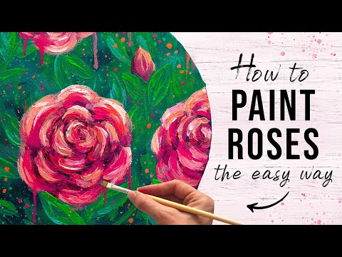 The EASY Way to Paint Roses in Acrylic Paints | How to Paint Flowers