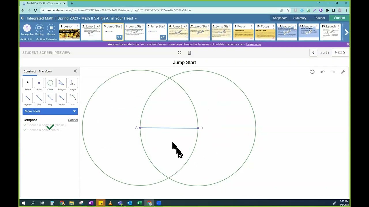 Construct an Perpendicular Bisector of a Segment Using Desmos